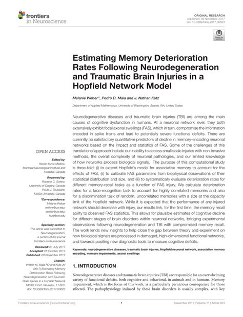 Pdf Estimating Memory Deterioration Rates Following Neurodegeneration