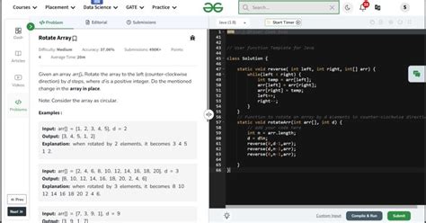 Day4 160daysofcode Geeksforgeeks Rotatearray Java Problemsolving Sai Samhitha Nadipena