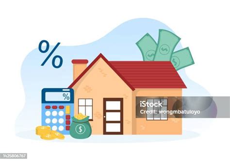 모기지 템플릿 손으로 그린 만화 플랫 일러스트 레이 션 주택 대출 또는 부동산 부동산 디자인에 대한 돈 투자에 의한 기간 신용 부채 대출에 대한 스톡 벡터 아트 및 기타