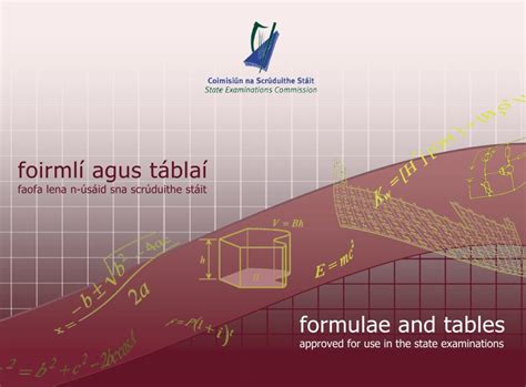 Formulae And Tables Booklet Log Tables Exams Ie