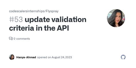 Update Validation Criteria In The Api · Issue 53