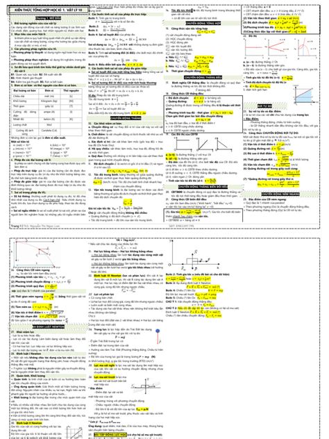10 Bảng Công Thức Hk1 2024 Pdf