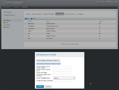how do i configure an oracle database resource on red hat high