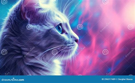 A Cat With Blue Eyes And Pink Fur Ai Stock Image Image Of Beauty Kitten 296317489