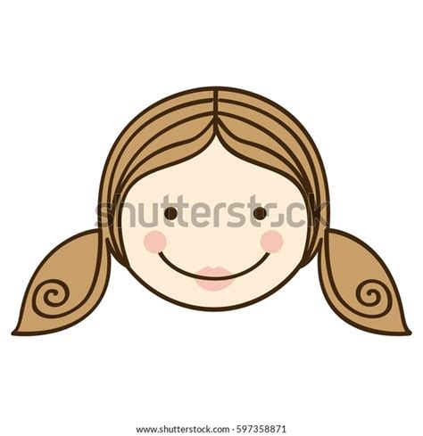 Front View Colorful Silhouette Cartoon Girl Stock Vector Royalty Free