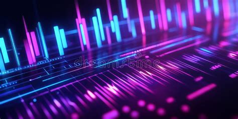 A High Tech 3d Music Background Featuring A Floating Neon Lit Musical