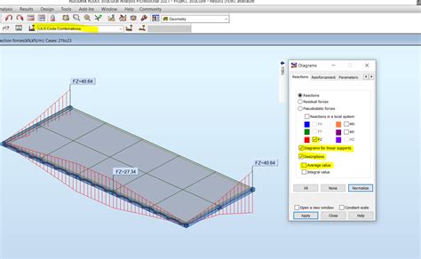 在 Robot Structural Analysis 中不显示荷载工况包络的平均线性反作用力值