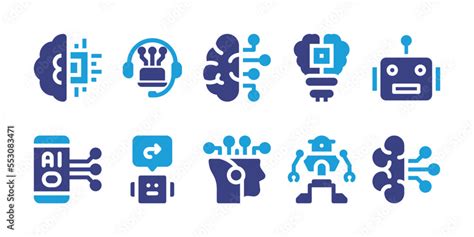 Artificial Intelligence Icon Set Vector Illustration Containing Brain Robot Virtual