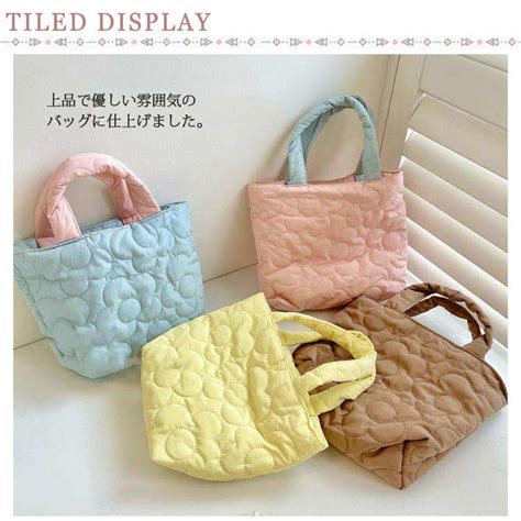 楽天市場サブバッグ お出かけ ミニトートバッグ おしゃれ 軽い かわいい 手提げバッグ お買い物バッグ キルティング シンプル レディース