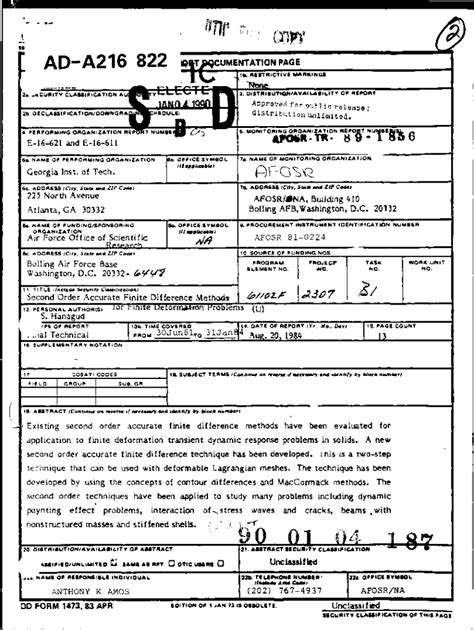 Fillable Online Second Order Accurate Finite Difference Methods