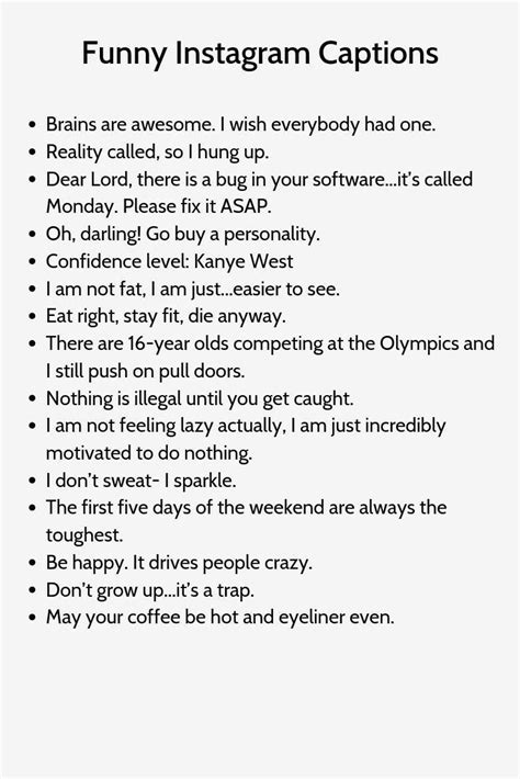 100 Fun Captions For Instagram Instagram Captions Clever Funny