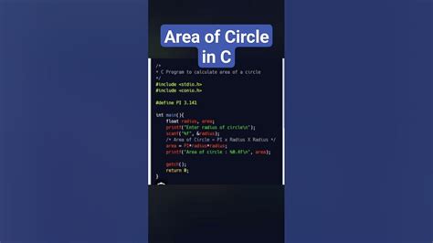Area Of Circle In C C Programming In Hindi Youtube