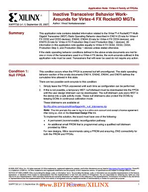 Fillable Online Xilinx XAPP732 Inactive Transceiver Behavior Work Arounds For Virtex 4 FX