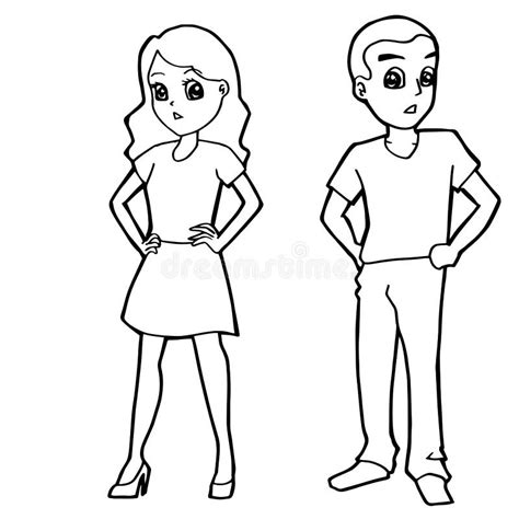 动画片孩子男孩女孩或人着色页传染媒介 向量例证 插画 包括有 愉快 童年 敬慕 乐趣 讨人喜欢 96733713