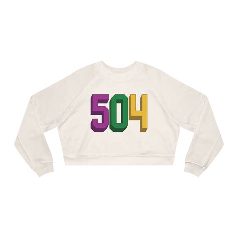 504 Nola Area Code Womens Cropped Fleece Pullover Make It Moody