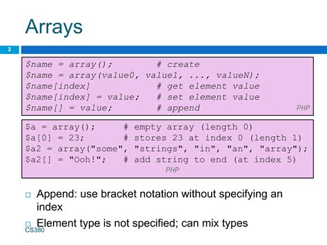 Overview Of Php Php Basics Datatypes Arrays Pptx