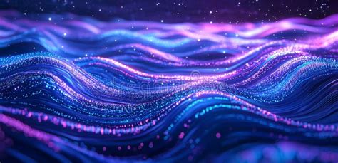 Digital Data Stream Neural Networks 3d Image Of A Wavy Open Source Surface Stock Image Image