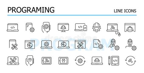 Html Design Coding And Programming Web Site Maintenance Vector Set Stock Vector