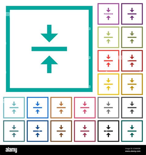 Vertical Align Center Flat Color Icons With Quadrant Frames On White Background Stock Vector