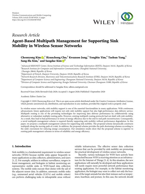 Pdf Agent Based Multipath Management For Supporting Sink Mobility In