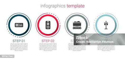 Qr 코드 티켓 기차 전자 티켓 석탄 마차 및 기차 신호등을 설정합니다 비즈니스 인포그래픽 템플릿입니다 벡터 Brand Name