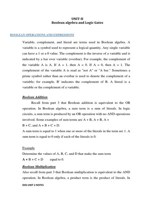 Unit Ii Boolean Algebra And Logic Gates Pdf Logic Gate Integrated Circuit