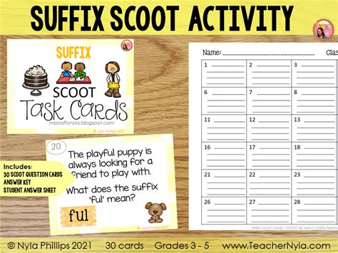 Suffix Scoot Card Game Teaching Resources