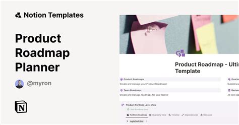 Product Roadmap Planner Template By Myron Pm And Prodops Notion