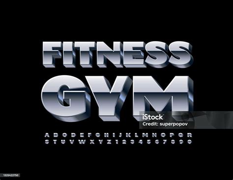벡터 현대 로고 피트니스 체육관 강철 굵은 알파벳 문자와 숫자세트 강철에 대한 스톡 벡터 아트 및 기타 이미지 강철 건강한 생활방식 그래픽 프린트 Istock