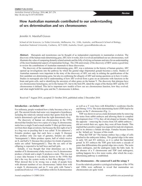 Pdf How Australian Mammals Contributed To Our Understanding Of Sex