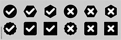 Check And Wrong Marks Icon Set Tick And Cross Marks Accepted Rejected