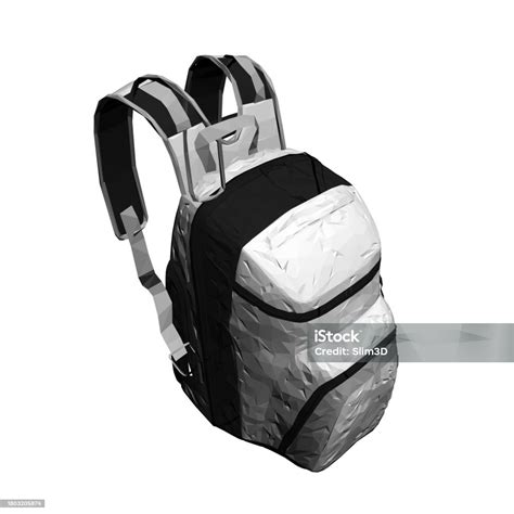 흰색 배경에 고립된 큰 배낭의 다각형 모델입니다 등각투영 뷰 3d 벡터 일러스트 레이 션 가방에 대한 스톡 벡터 아트 및 기타 이미지 Istock