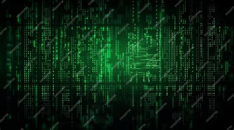 premium ai image green abstract lights binary code elements on a dark