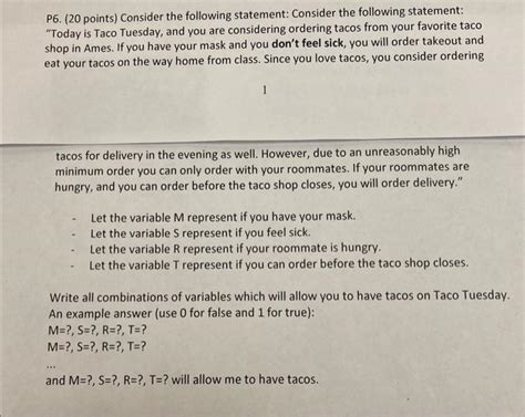 Solved P6 20 Points Consider The Following Statement