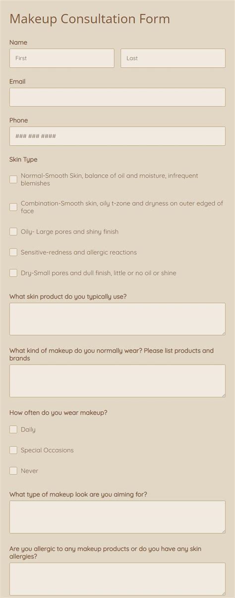 Makeup Consultation Form Examples
