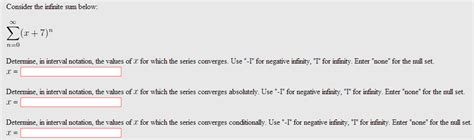 consider the infinite sum below determine in
