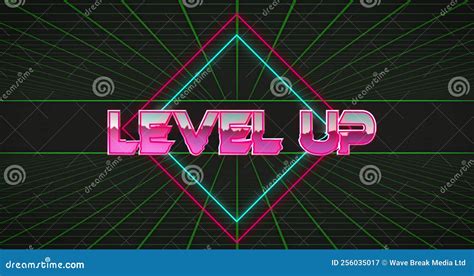 Animation Of Level Up Text Over Shapes Stock Video Video Of Symbol