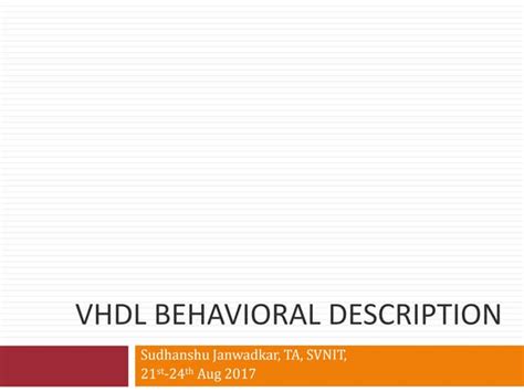 Vhdl Behavioral Description Pptx Programming Languages Computing