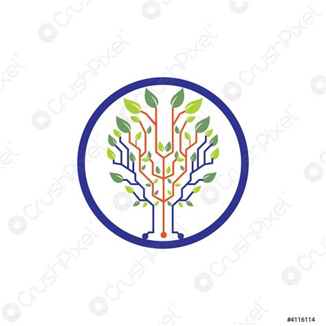 Tech Tree Vector Logo Design Template Connecting Network Tree Icon Stock Vector 4116114