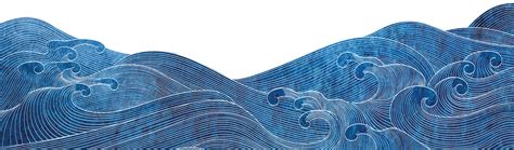 Japanese Background With Hand Drawn Line Wave Element Vector Oriental Natural Pattern With