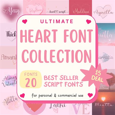 The Ultimate Heart Script Font Bundle Fonts Script Font With Tails Heart Font Wedding Font