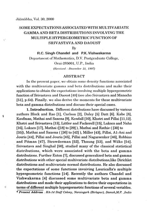 Pdf Some Expectations Associated With Multivariate Gamma And Beta Distributions Involving The