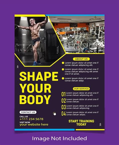 체육관 휘트니스 전단지 및 브로셔 디자인 서식 파일 프리미엄 벡터