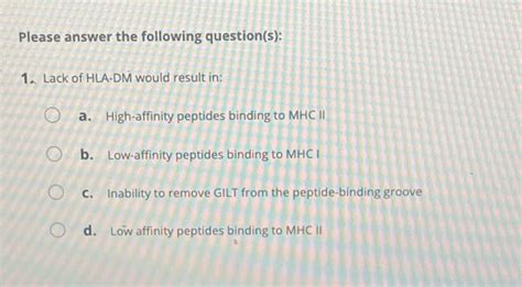 Solved Please Answer The Following Questions 1 Lack Of