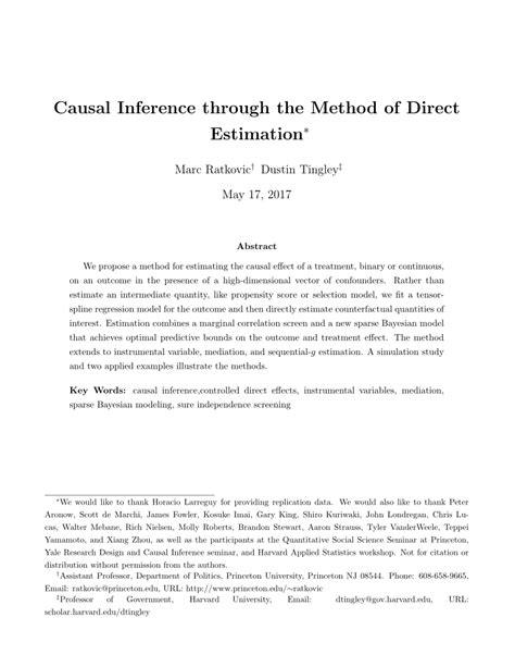 Pdf Causal Inference Through The Method Of Direct Estimation