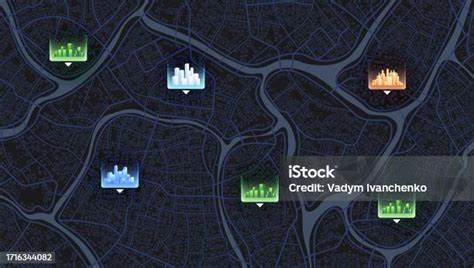 여행을 위한 도시 지도 위치 시스템이 있는 여러 목적지 추상 지도 도시입니다 마을로 이동하기 위한 방향 표시입니다 위치 시스템 경로 거리 데이터 경로 회전