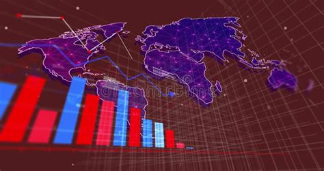 Global Financial Data Processing Over Bar Charts And World Map Image