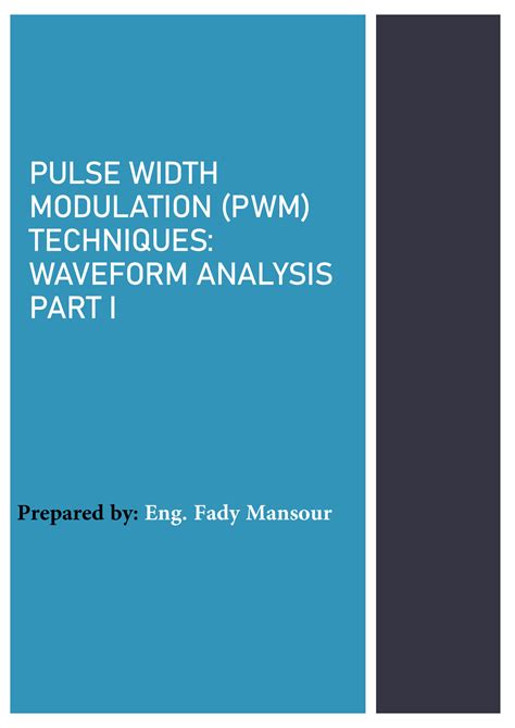 Solution Pulse Width Modulation Pwm Techniques Waveform Analysis Part