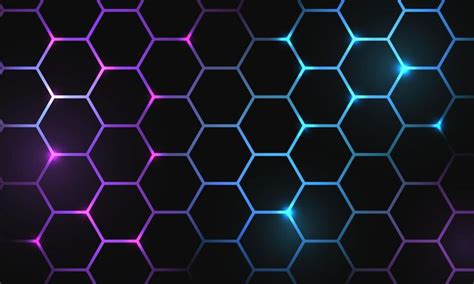 Abstract Pink Blue Light Hexagon Mesh On Black Design Modern Futuristic