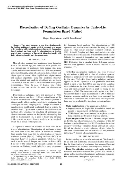 Pdf Discretization Of Duffing Oscillator Dynamics By Taylor Lie